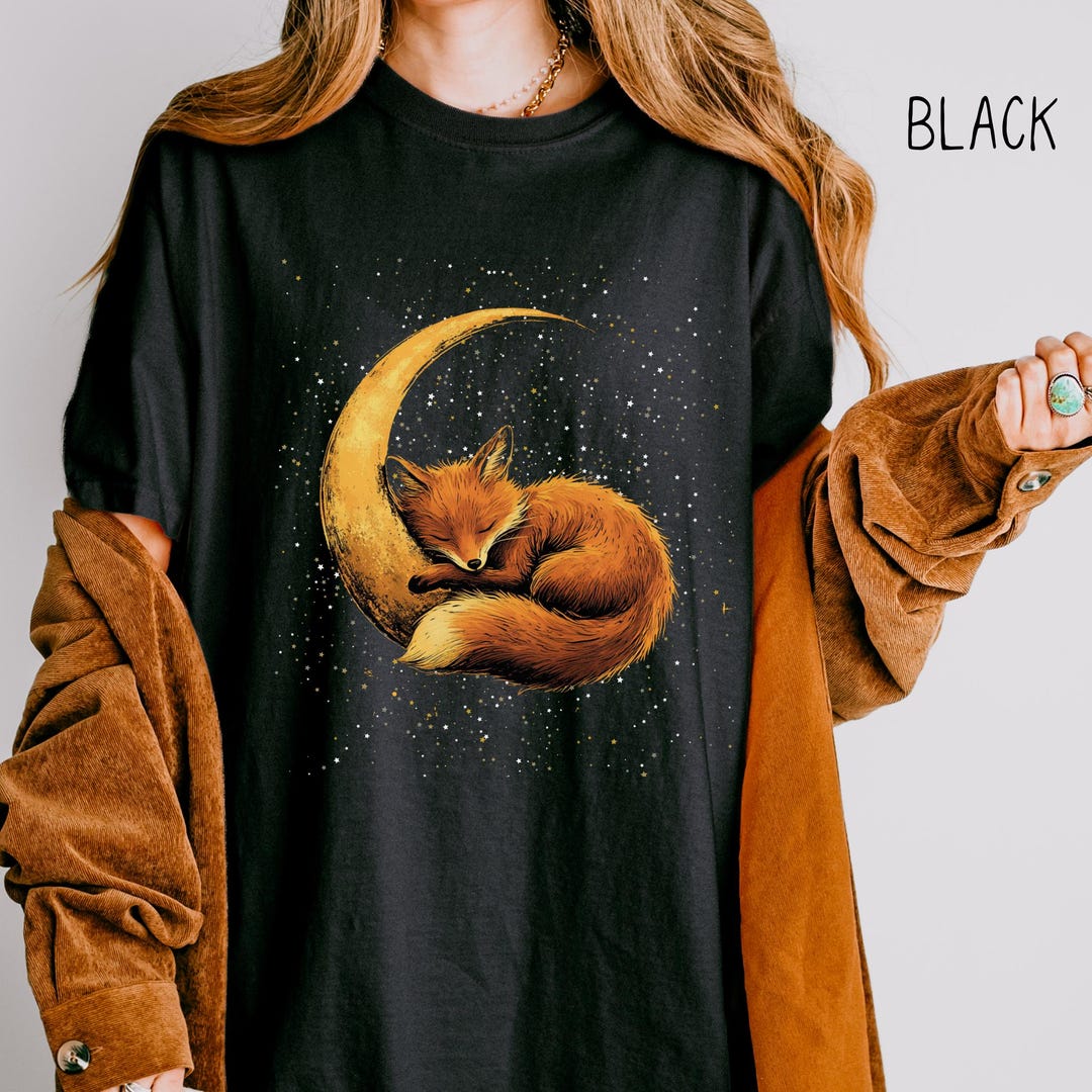 Comfort Colors Fox Tshirt | Crescent Moon & Stars Graphic Tee, Cute ...