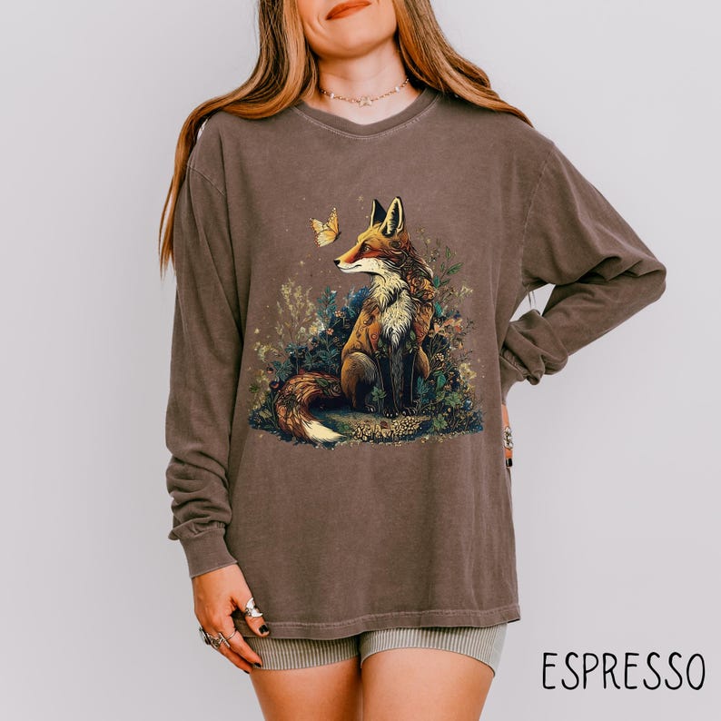 Forestcore Red Fox Comfort Colors Adult Unisex Tee & Long Sleeve Shirt ...