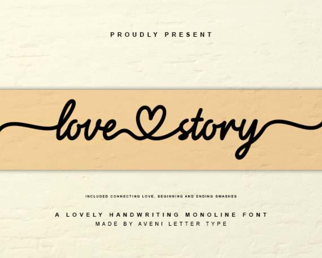 Love Story - Love Fonts, Font With Tails, Heart Font, Wedding Font ...