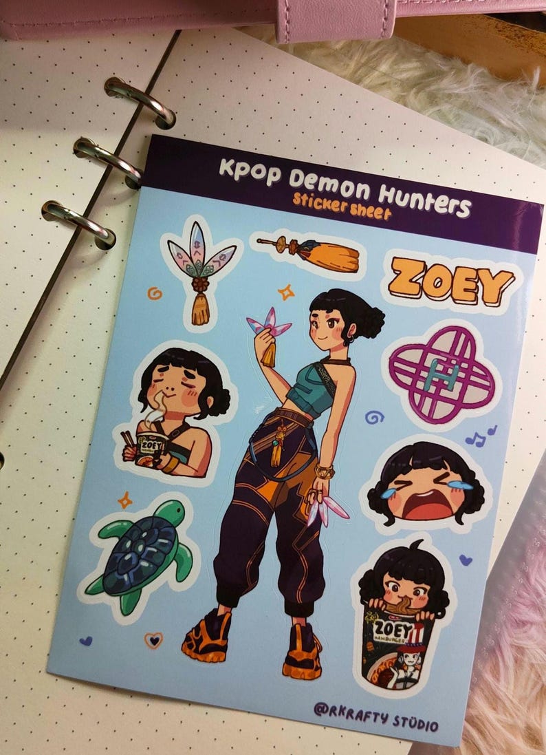 Kpop Demon Hunters Huntrix Hand Drawn Sticker Sheets Rumi Zoey Mira ...