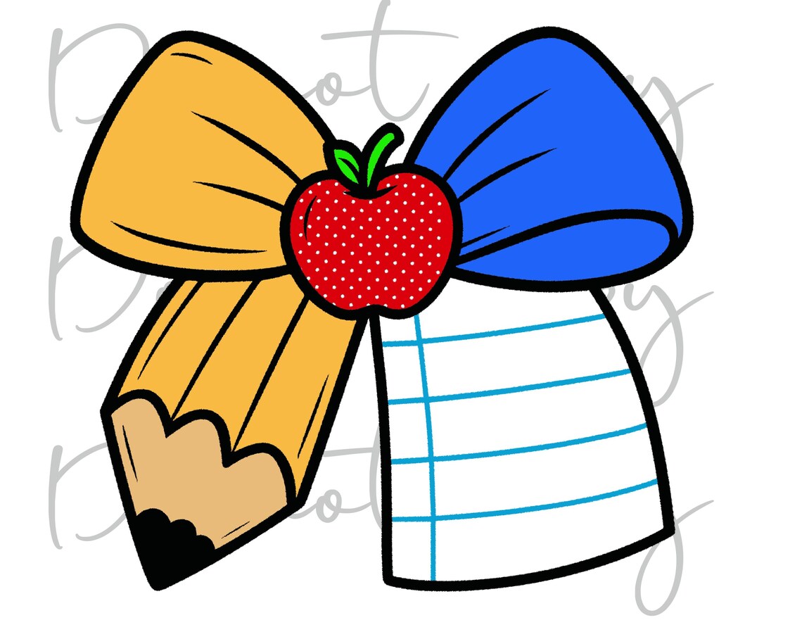 School Apple Pencil Bow That Can Be Personalized PNG File Only - Etsy