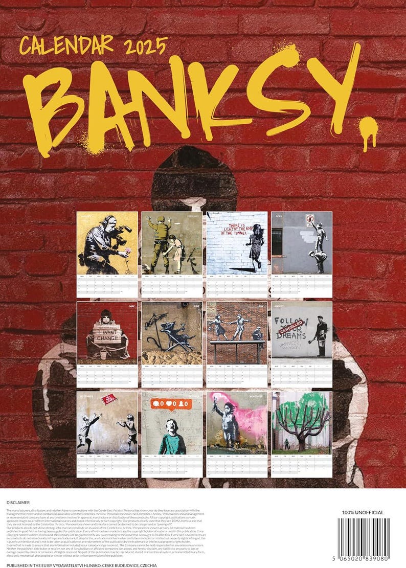 Banksy A3 Size 2025 Wall Calendar - Etsy