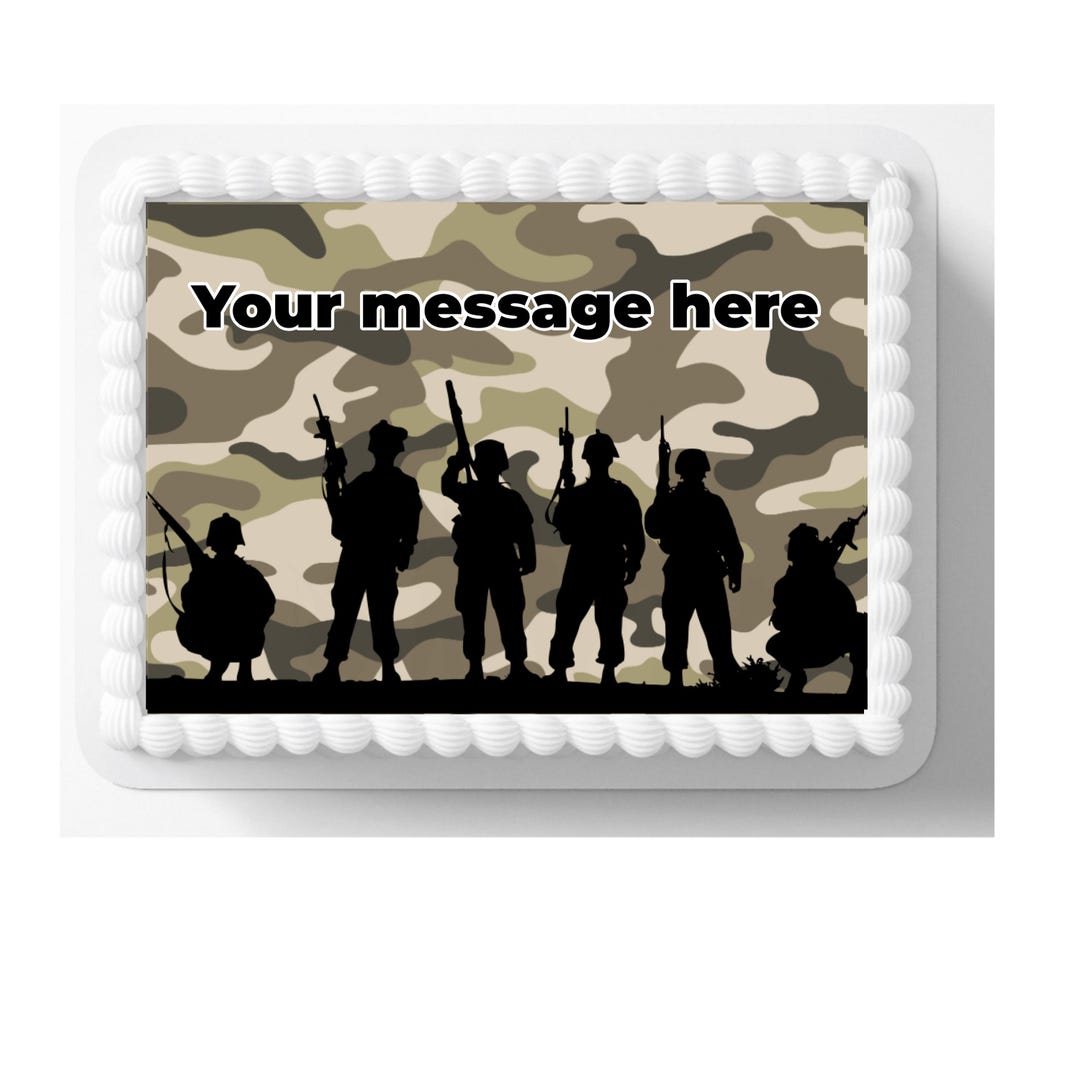 Custom Military Camo Edible Cake Topper,silhouette Army Icing Sheet ...