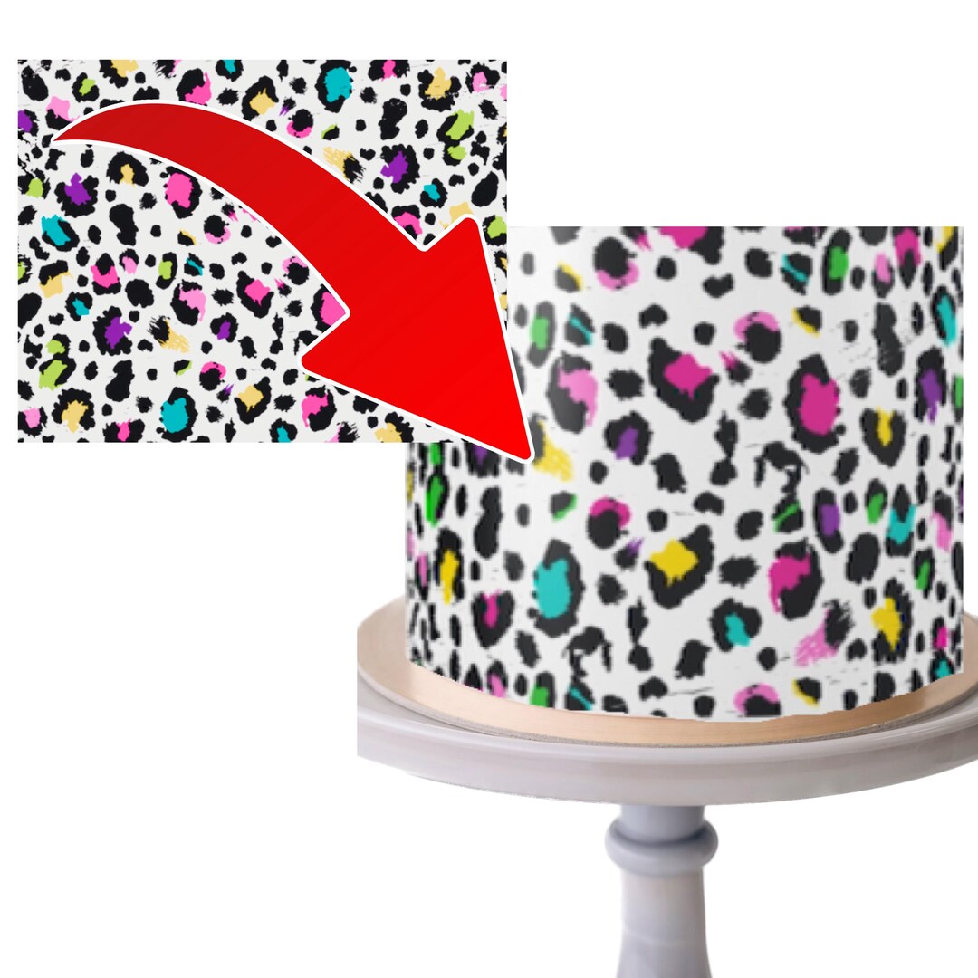 Colorful Leopard Edible Cake Wrap Icing Sheet, Animal Print Edible Cake ...