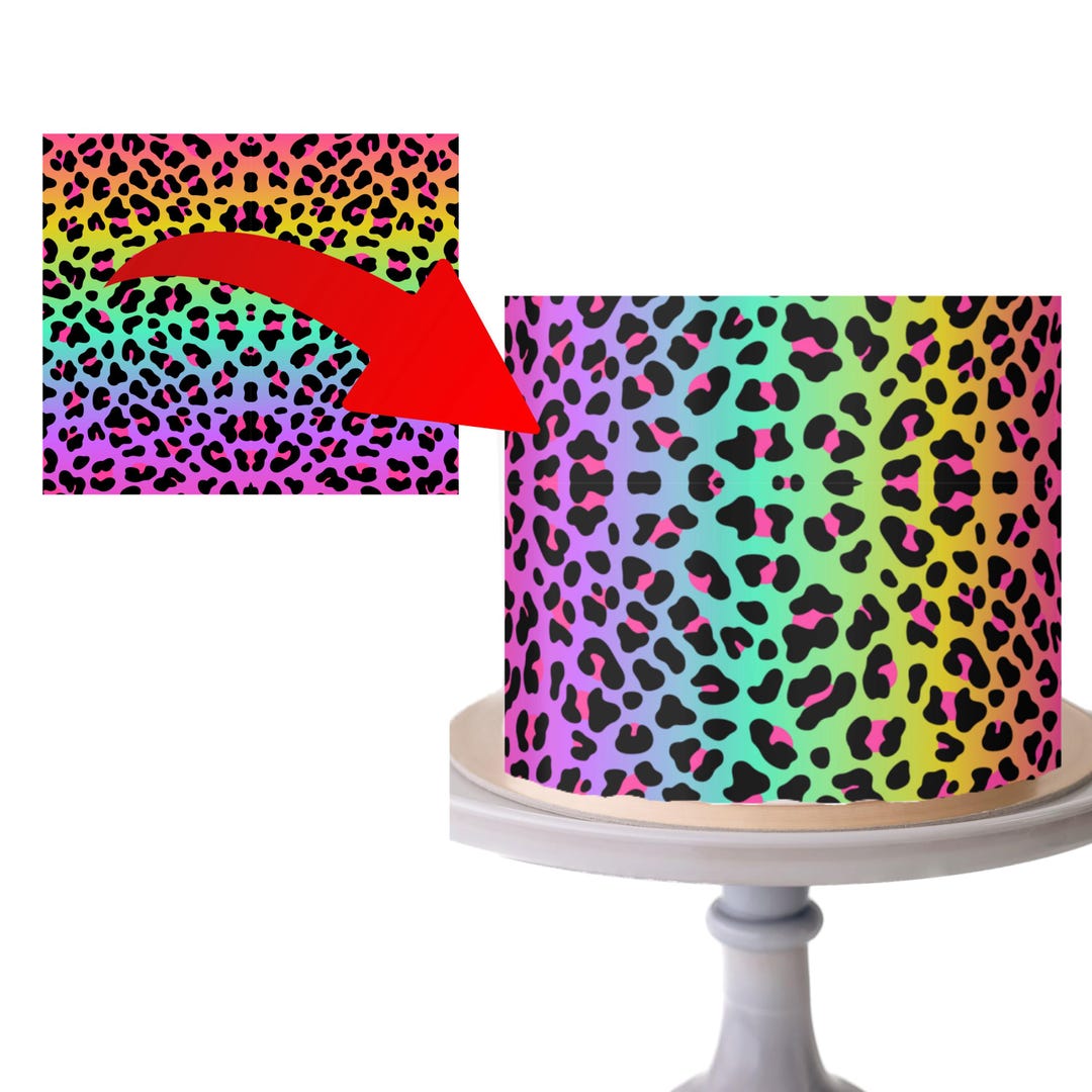 EDIBLE PAPER Colorful Leopard Print Edible Cake Wrap,rainbow Cheetah ...