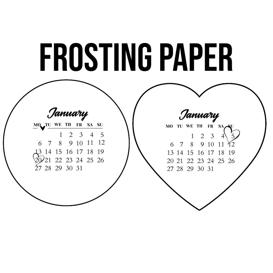 EDIBLE PAPER Custom Calendar Edible Cake Topper Icing Sheet, Heart ...