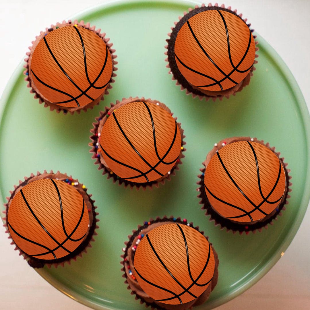 12 Edible Basketball Toppers, Cupcake Toppers Icing Sheet. - Etsy