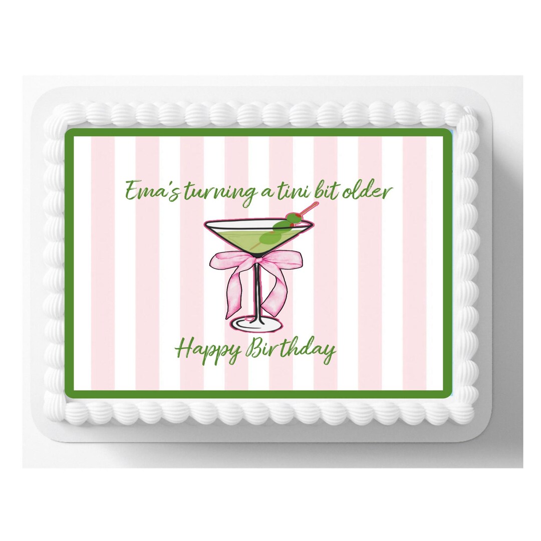 Personalised Martini a Tini Bite Older Edible Cake Topper Icing Sheet ...