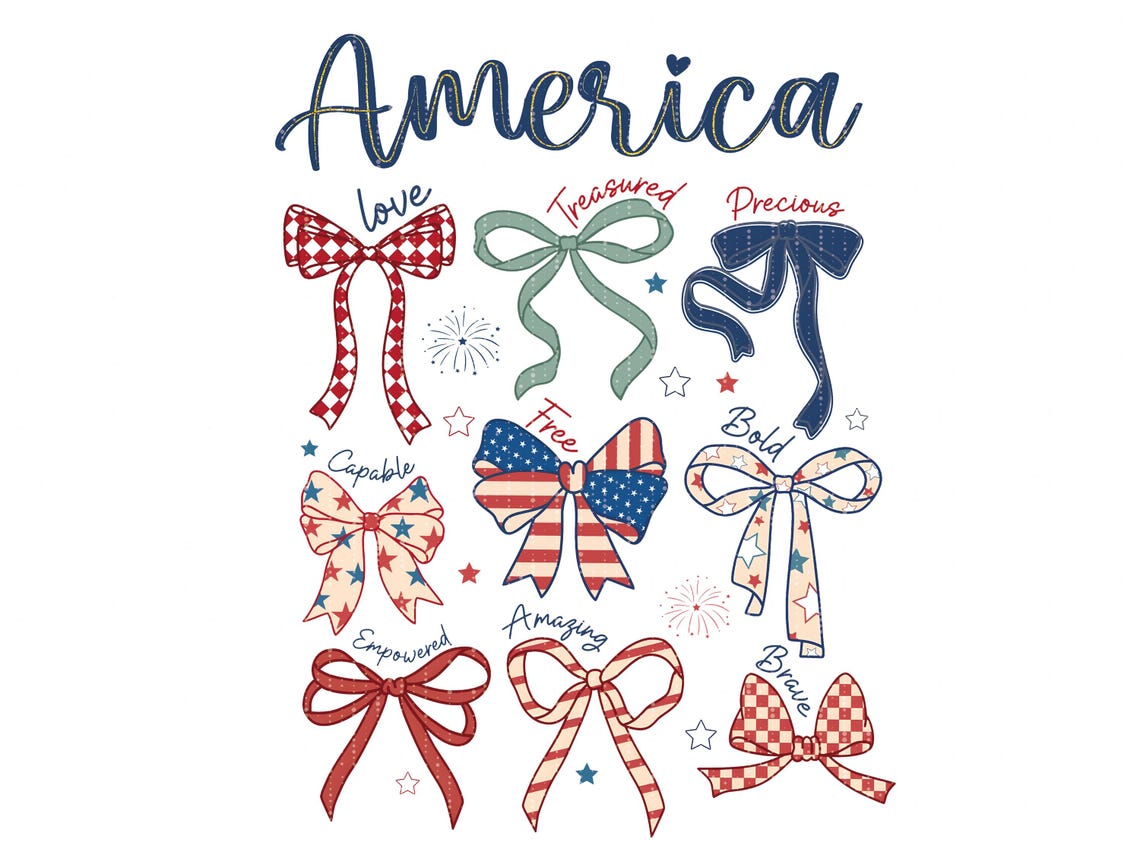 Patriotic Bow Png,coquette America Bow Png for July 4th,memorial Day ...