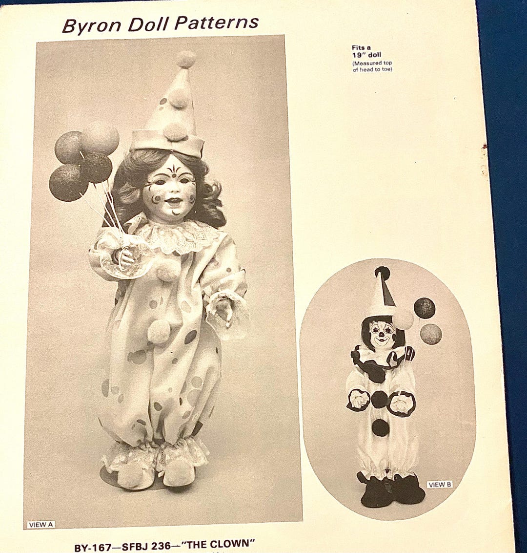 Porcelain Doll Clown Pattern, Byron Doll Pattern, the Clown, 19 Inch ...