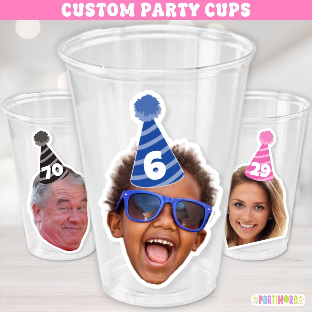 Custom Photo Party Cups – 16 Oz Plastic Cup Personalized With Face, Hat ...