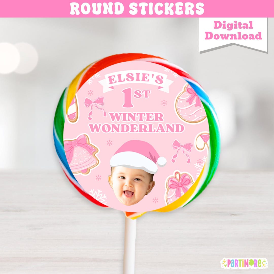 Pink Winter Wonderland Round Tag Labels | Christmas Party Favor ...