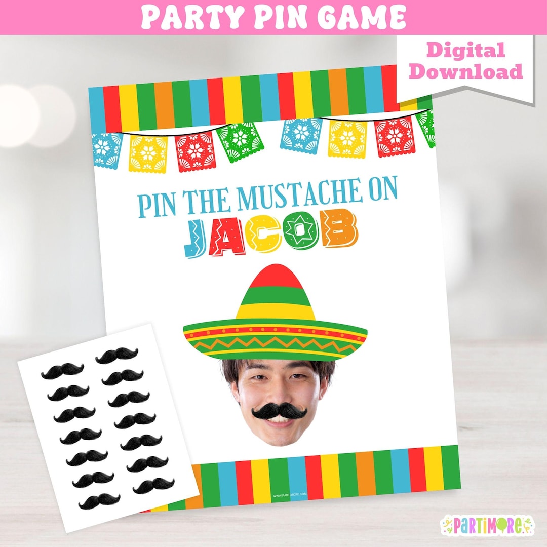 Personalized Pin the Mustache Game | Fiesta 1st Birthday, Bachelor ...