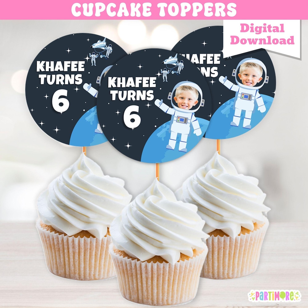 Astronaut Cupcake Toppers | Space Birthday Decorations | Rocket Ship ...