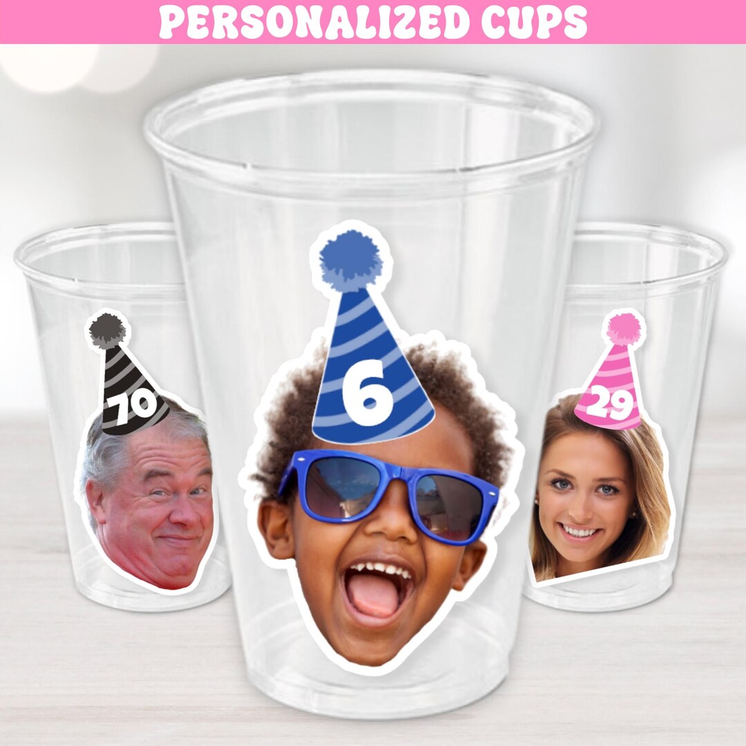 Personalized Party Cups With Face Cutout, 16oz Disposable Plastic Cups ...