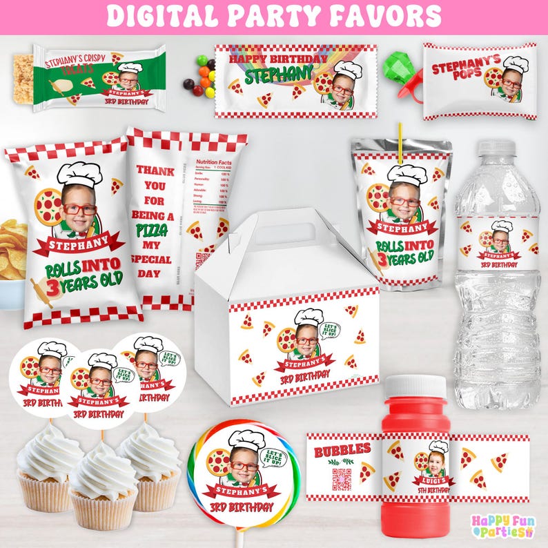 Personalized Pizza Party Favors | Slice of Fun Pizza Party Decor ...