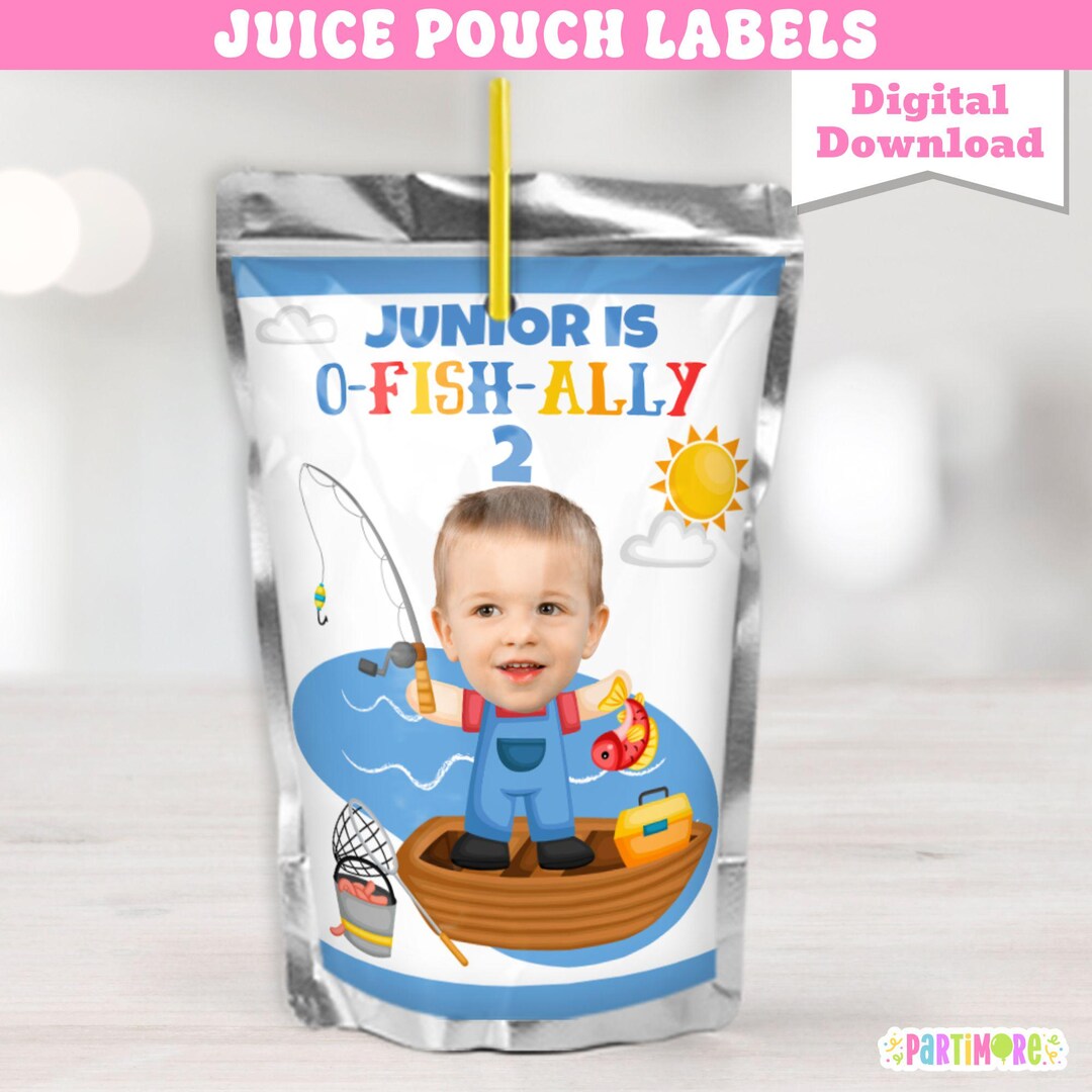 Fishing Juice Pouch Labels | Gone Fishing Birthday Drinks | Printable ...