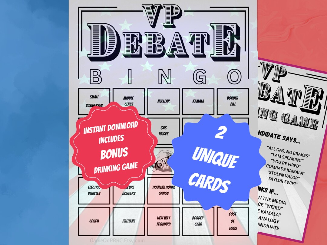 2024 Vice Presidential Debate Bingo Game, VP Debate Bingo, Watch Party ...