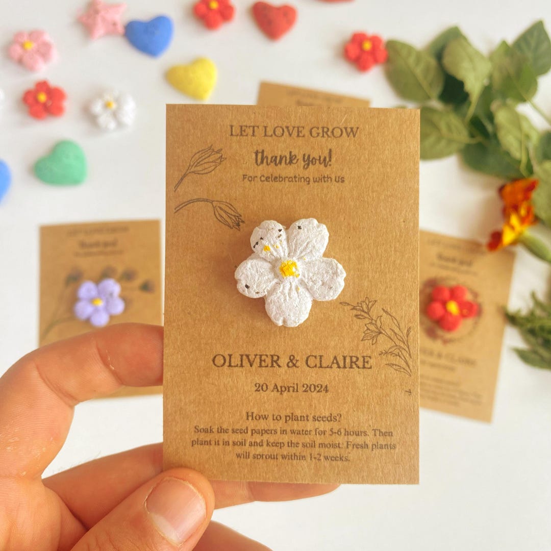 Plantable Seed Paper Cards: Wildflower Wedding Favors - Etsy UK