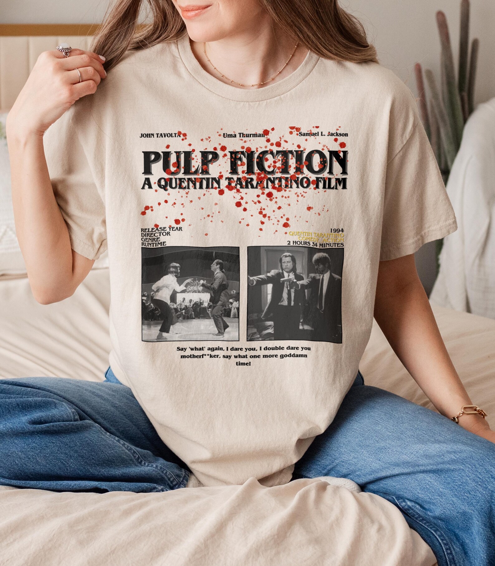 Pulp Fiction T-shirt, Retro Quentin Tarantino Crime Film Graphic Tee ...