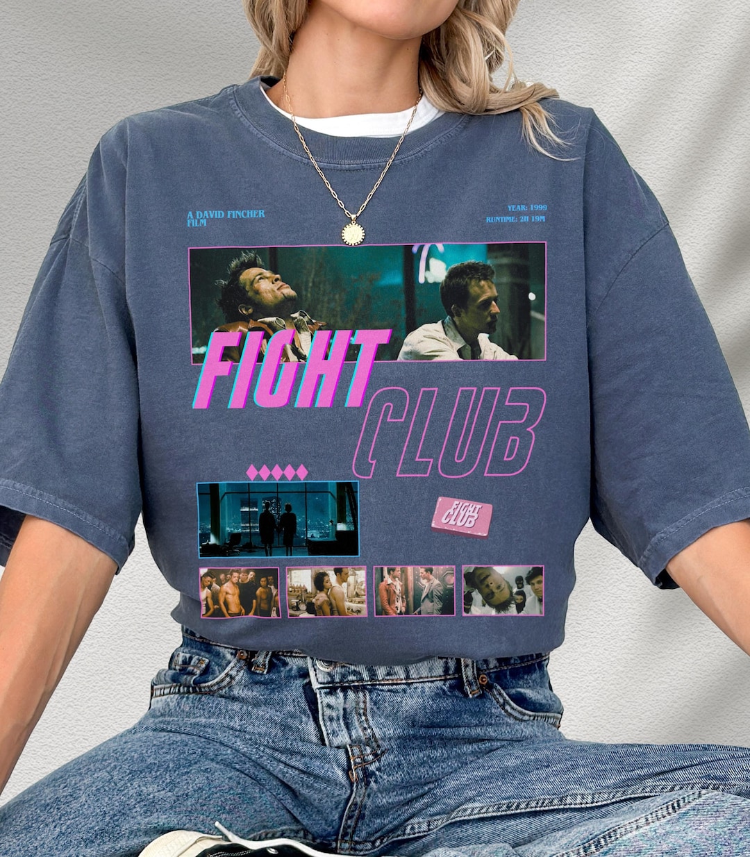 Fight Club T-shirt, Retro Brad Pitt Cult Film Graphic Tee, David ...