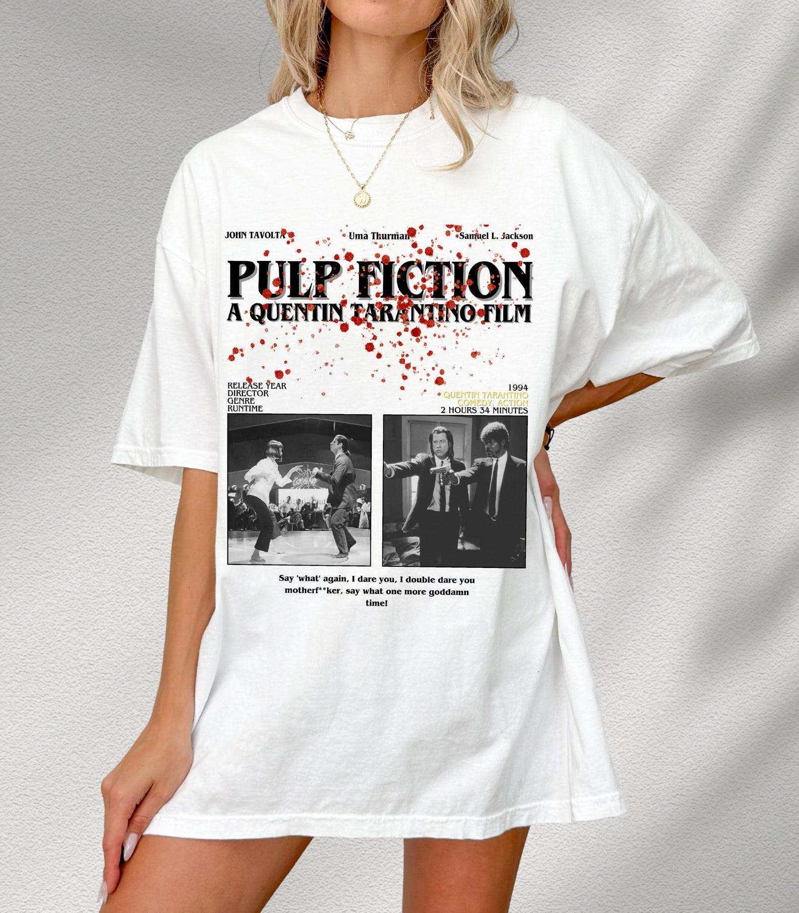 Pulp Fiction T-shirt, Retro Quentin Tarantino Crime Film Graphic Tee ...