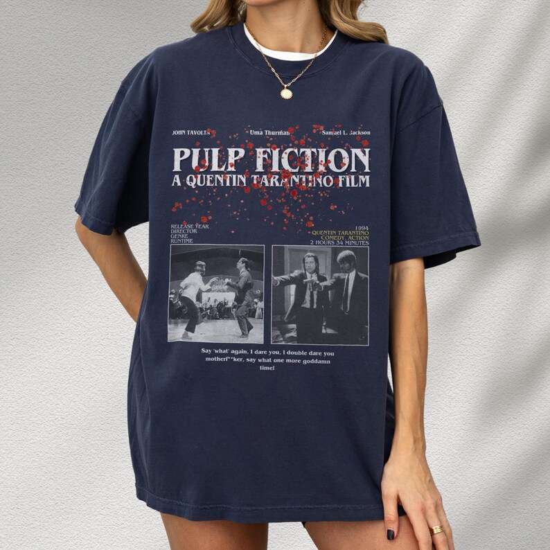 Pulp Fiction T-shirt, Retro Quentin Tarantino Crime Film Graphic Tee ...
