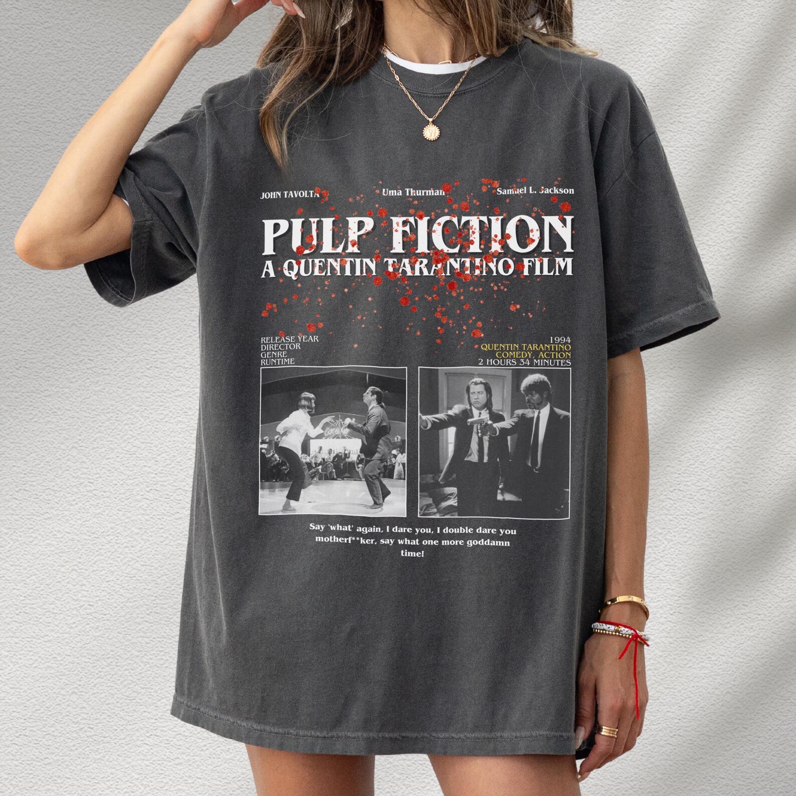 Pulp Fiction T-shirt, Retro Quentin Tarantino Crime Film Graphic Tee ...