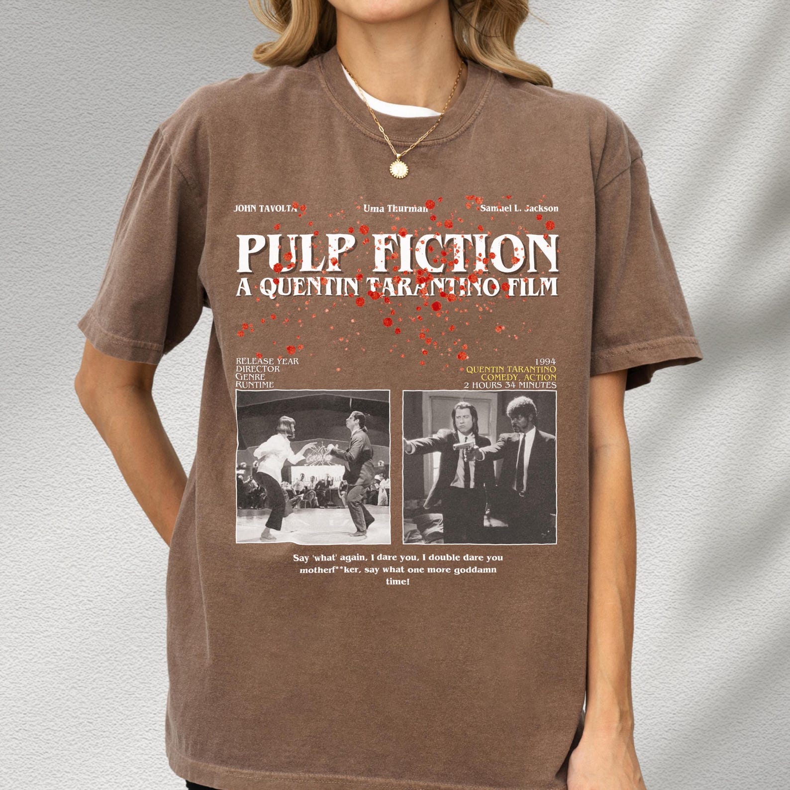 Pulp Fiction T-shirt, Retro Quentin Tarantino Crime Film Graphic Tee ...