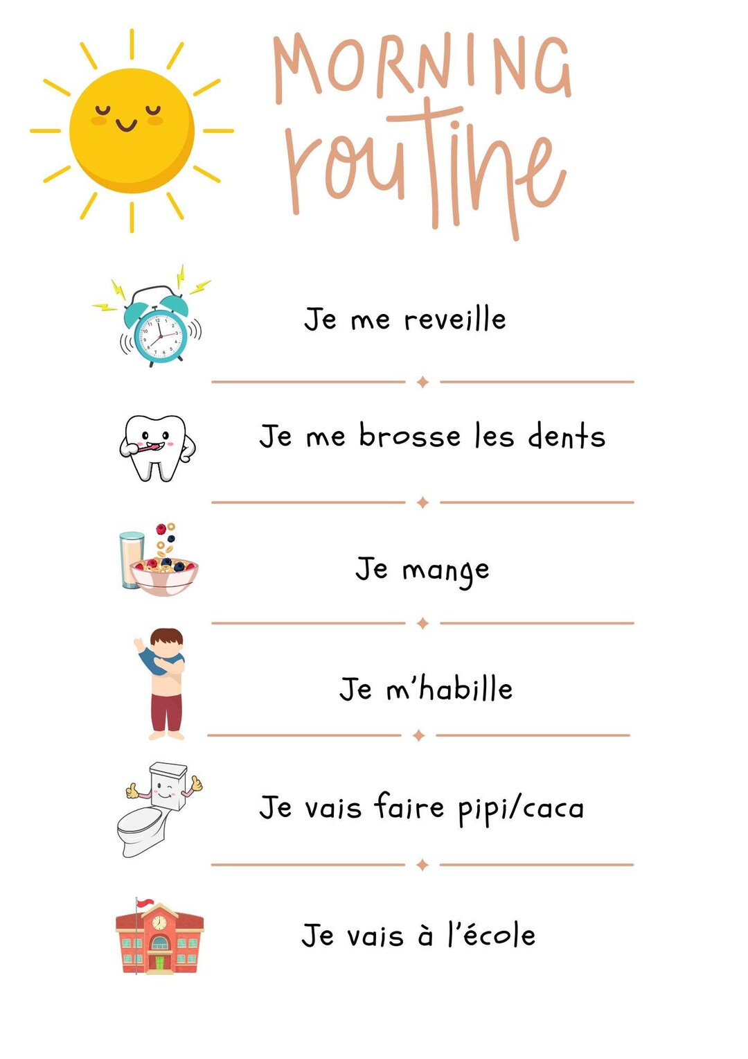 Morning Routine for Children Printable PDF Format - Etsy