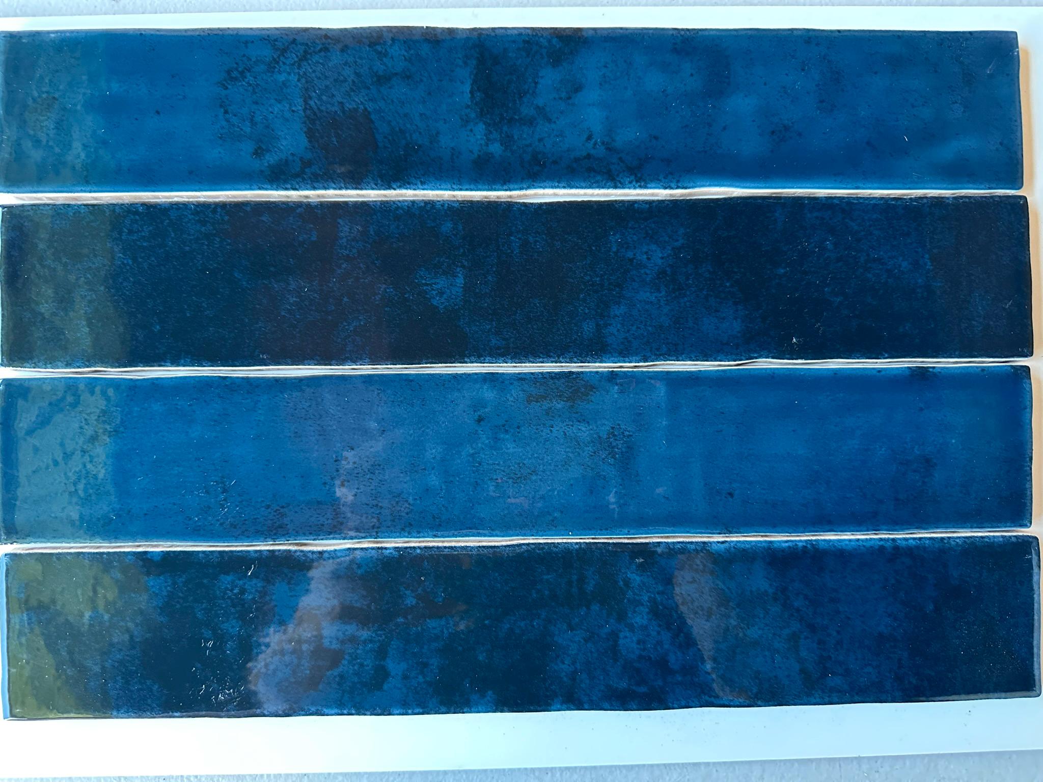 Zelliege Blue 2"x16" Subway Tile Glossy Ceramic Wall - Etsy