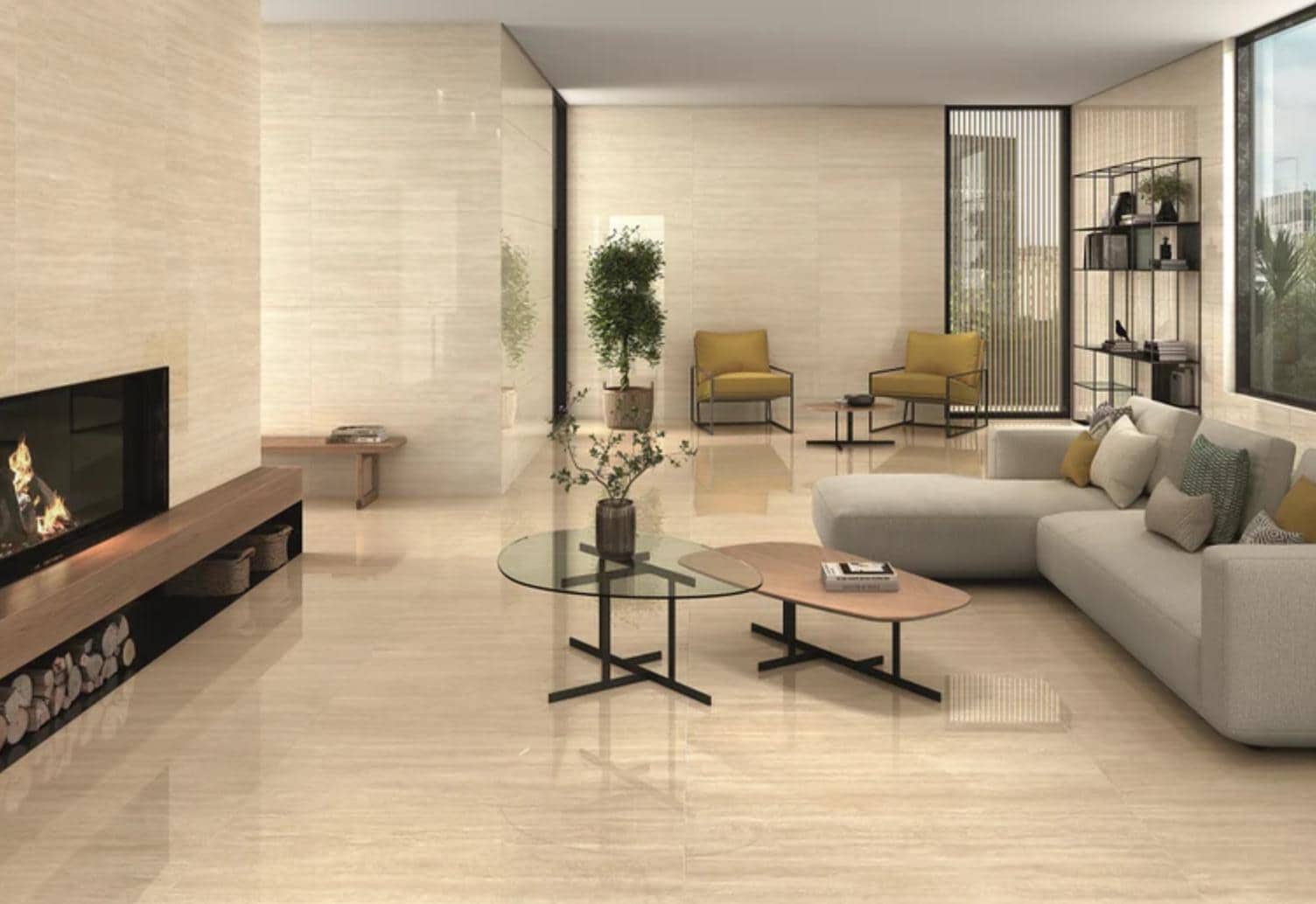 24x48 Travertine Ivory Vein Cut Porcelain Tile Large Format Matte or ...