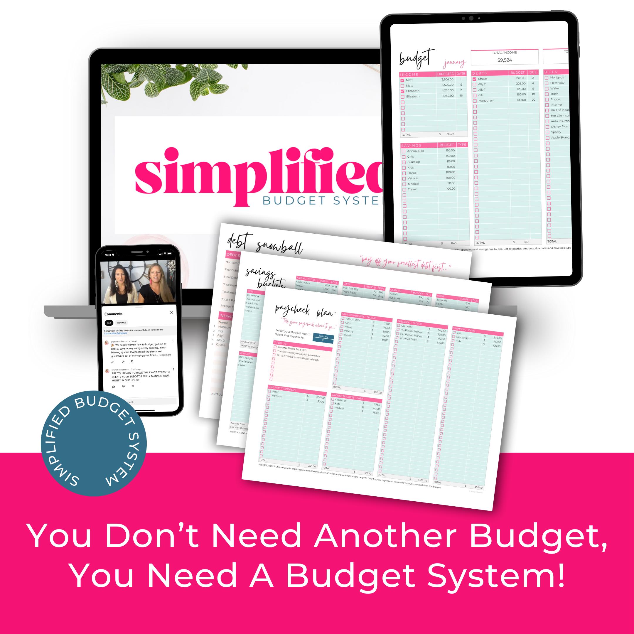 Simplified Budget System - Paycheck Plan, Budget Template, Budget ...
