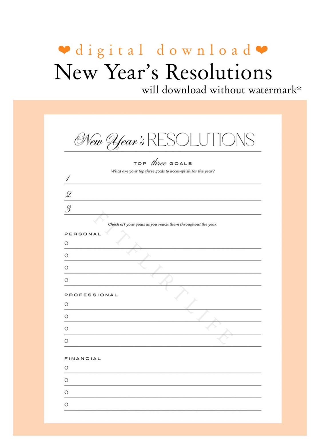 New Years Resolutions Planner Printable Goal Tracker PRINTABLE, IPAD ...