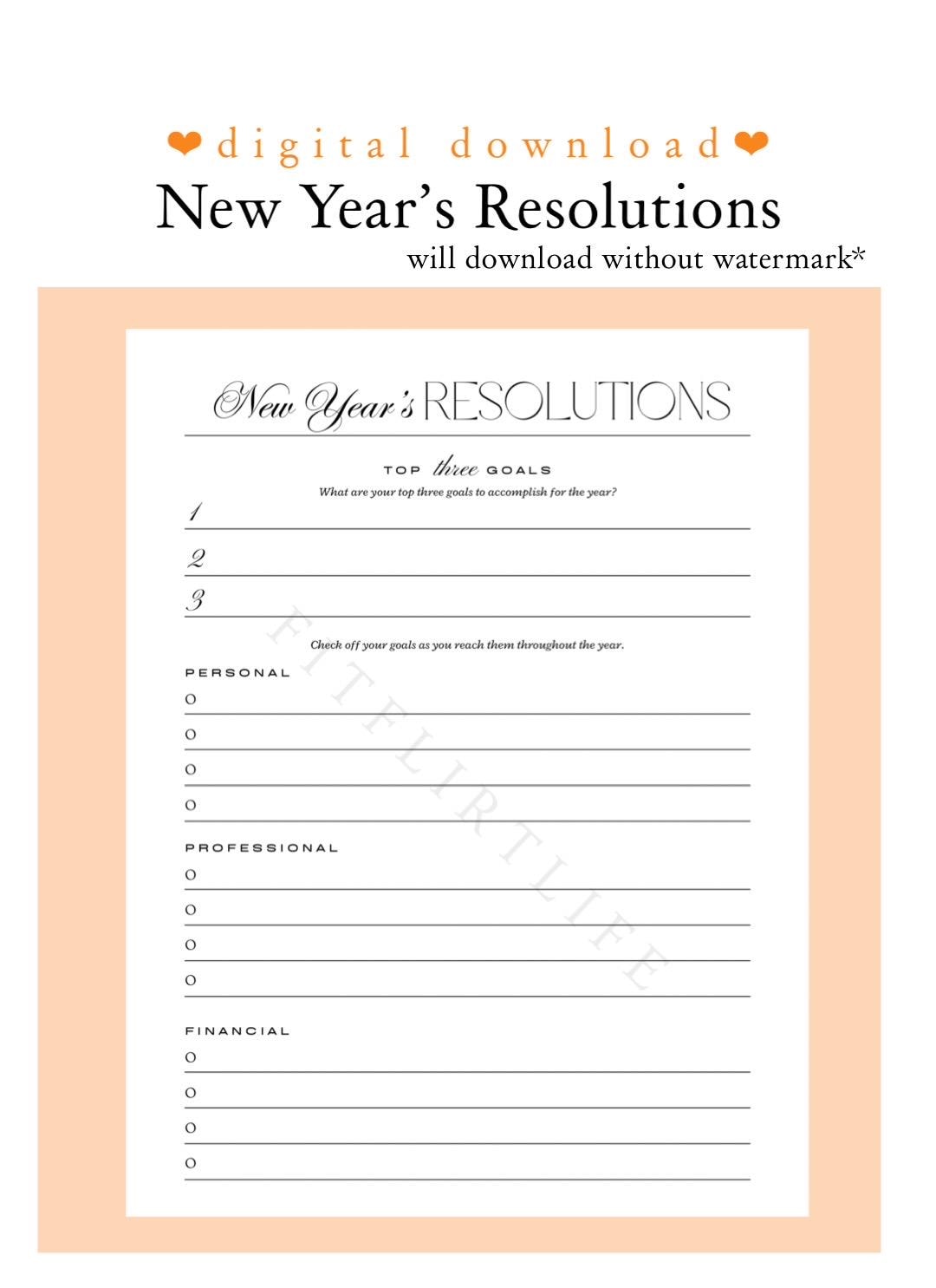 New Years Resolutions Planner Printable Goal Tracker PRINTABLE, IPAD ...