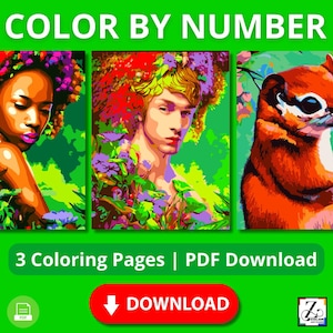 Color by Number Coloring Book – 3 Pages | Paint by Number for Digital ...
