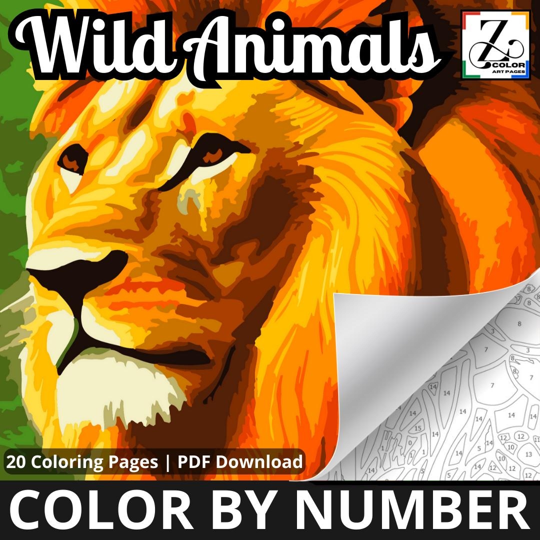 Wild Animals Color by Number: 20 Relaxing Pages (digital Download) - Etsy