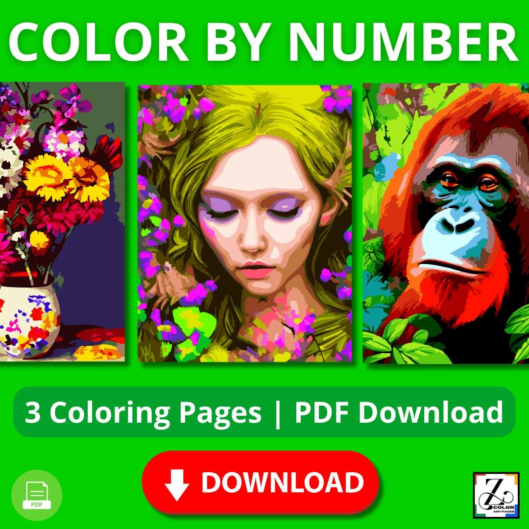 Color by Number Coloring Book - 3 Pages | Paint by Number | Printable ...