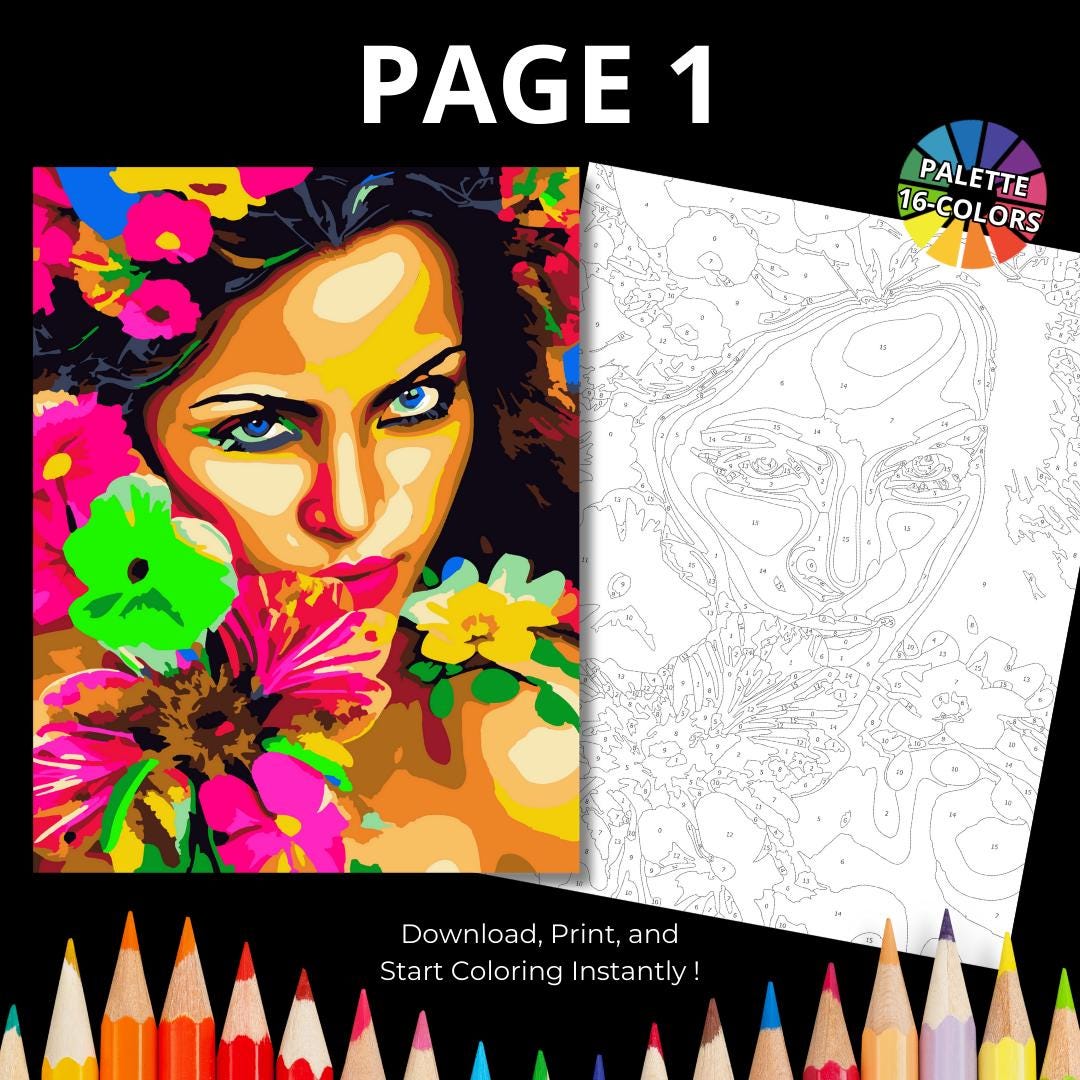 Color by Number PDF Set 3 Printable Pages Digital Coloring Paint by ...