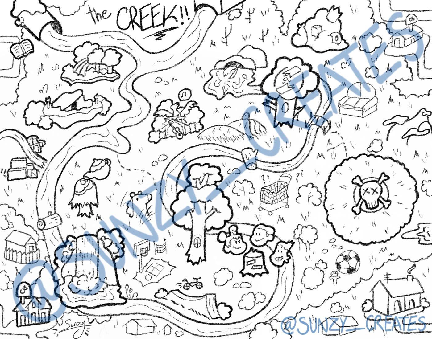 Craig of the Creek Map Coloring Page (DIGITAL PDF DOWNLOAD) - Etsy