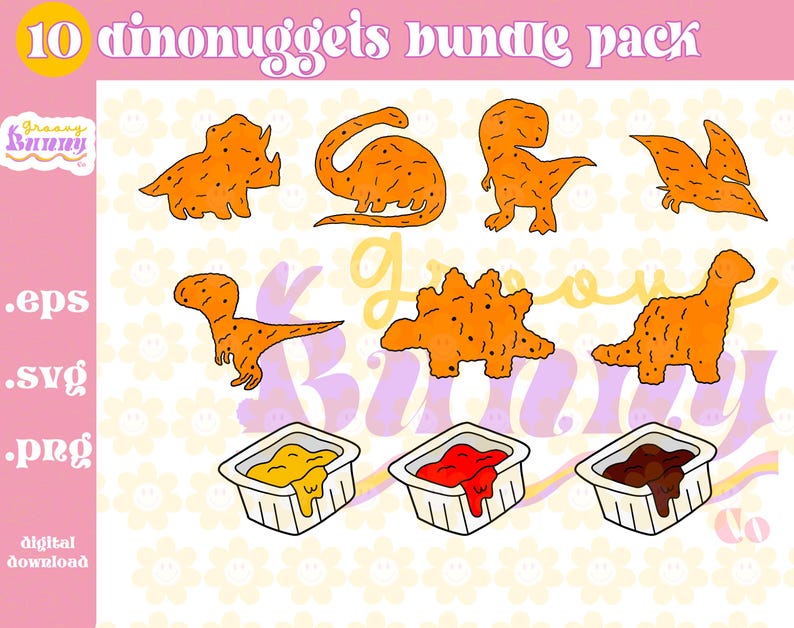 10 Dinonuggets Bundle Pack/ Nuggets En Forma De Dinosaurio Svg ...
