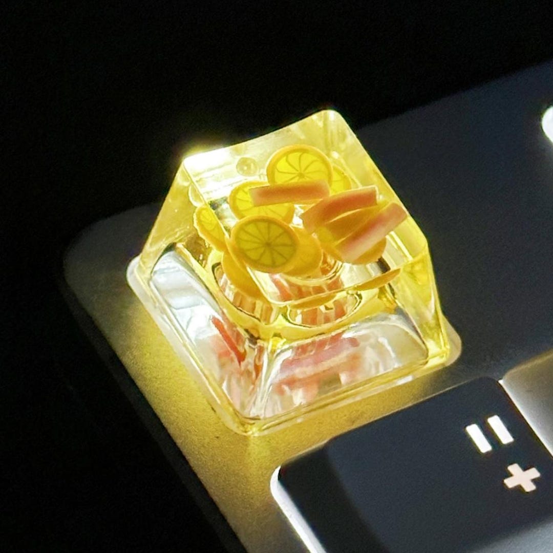 Original Diy Drip Glue Transparent Fruit Keycap Cute Personalized Cross ...