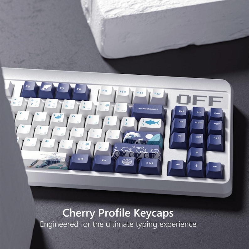 Blue&white Wave Custom Keyboard Keycaps Dye-sublimation PBT Keycaps ...