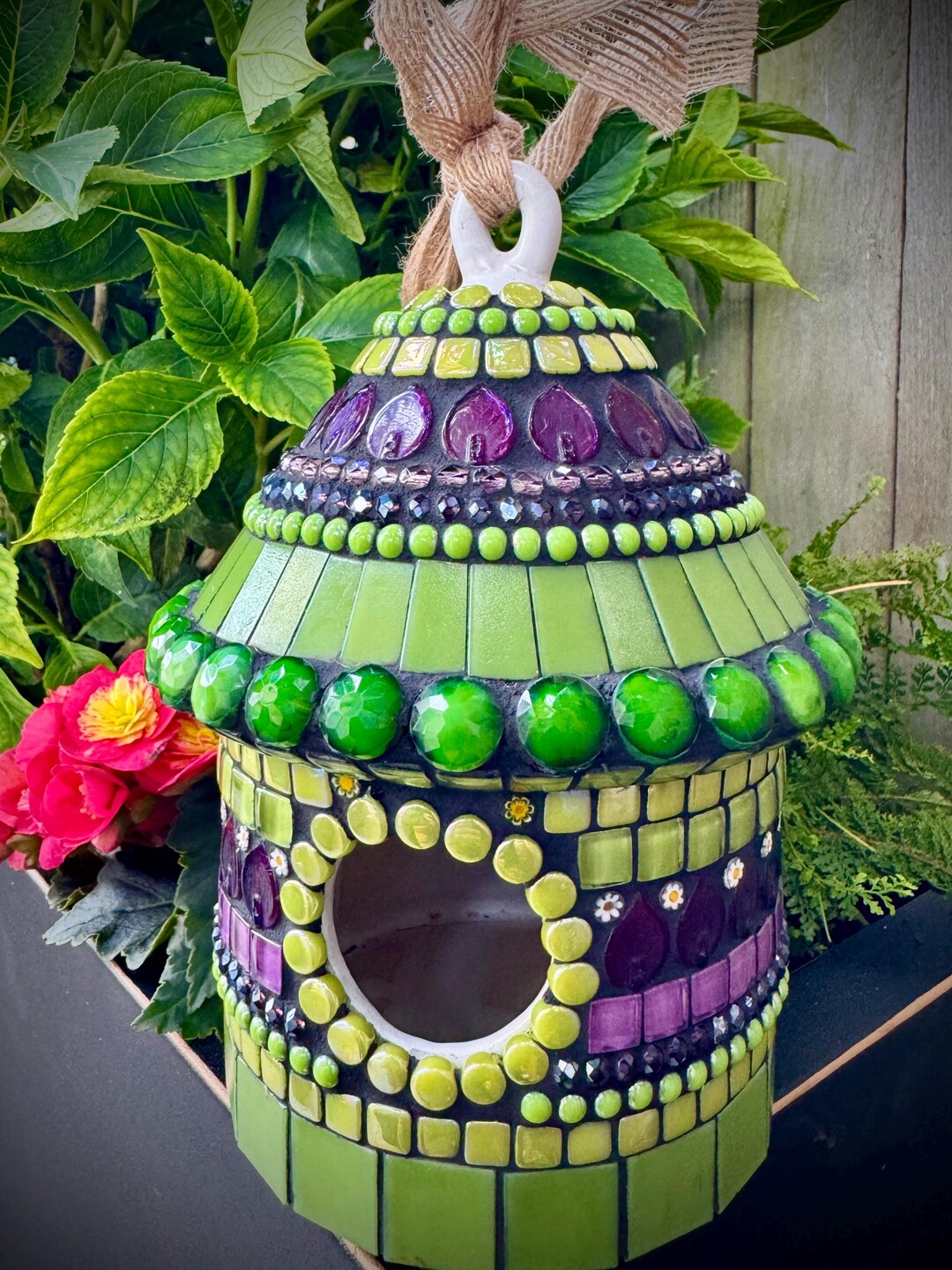 Round Mosaic Birdhouse: Woodland Jewel - Etsy