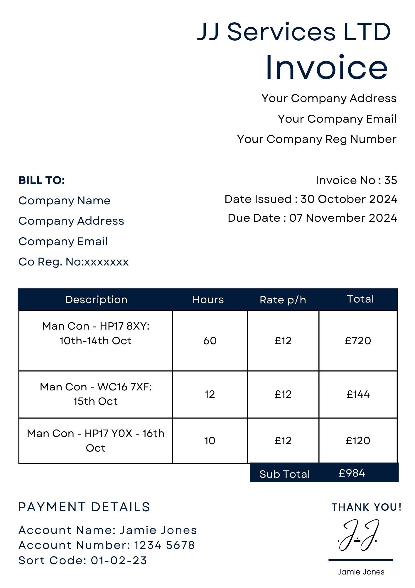 TM Construction Invoice Template Digital Download Instant Download ...