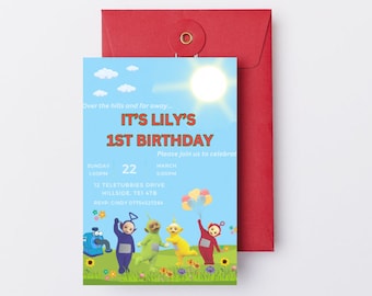 Teletubbies Sun Personalised Photo Birthday Party Invitation Instant ...