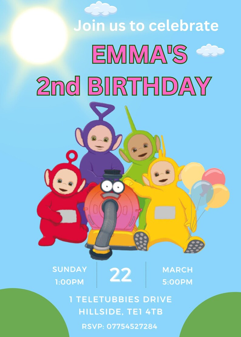 Teletubbies Sun Theme Digital Download Personalised Birthday Party ...