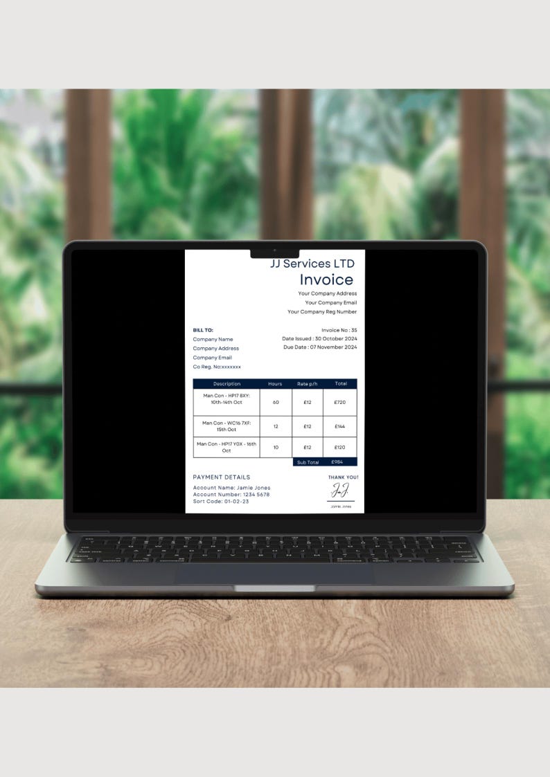 TM Construction Invoice Template Digital Download | Instant Download ...