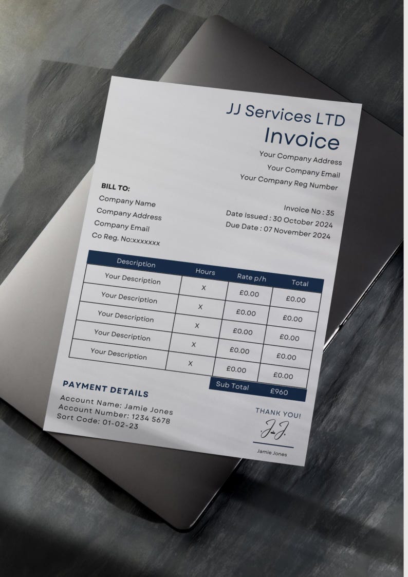 TM Construction Invoice Template Digital Download | Instant Download ...
