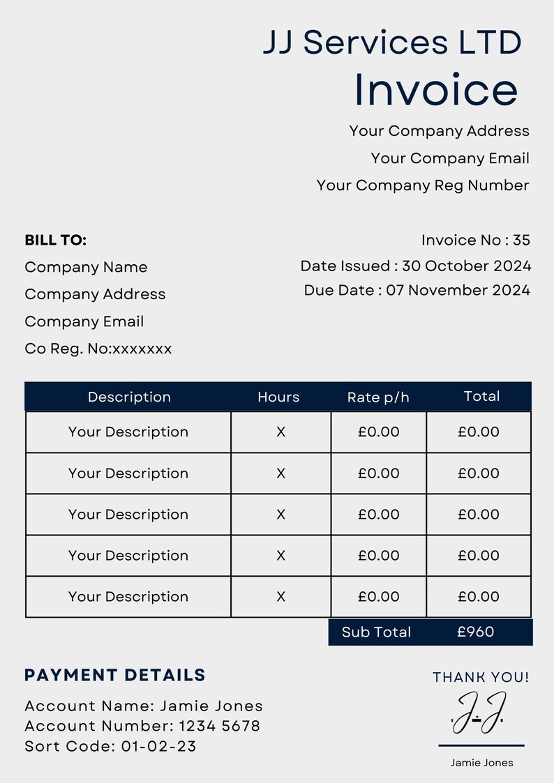 TM Construction Invoice Template Digital Download | Instant Download ...
